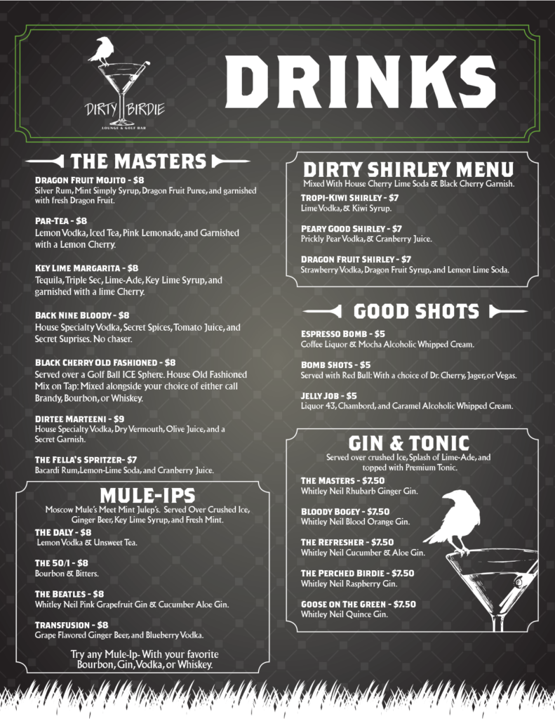 Drinks – Dirty Birdie Lounge and Golf Bar